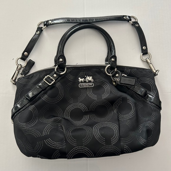 Coach | Bags | Coach Black Op Art Circle Print Satchel Crossbody ...